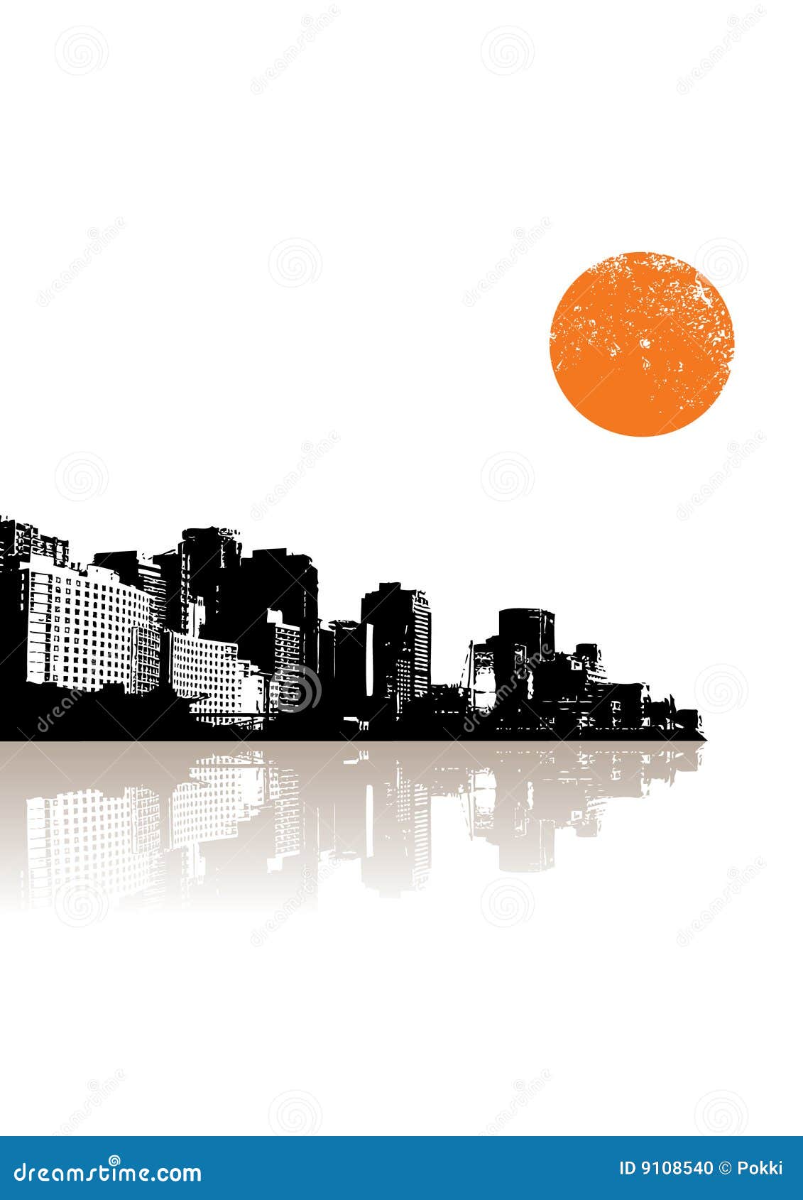 Illustration with City and Sun. Stock Vector - Illustration of building ...
