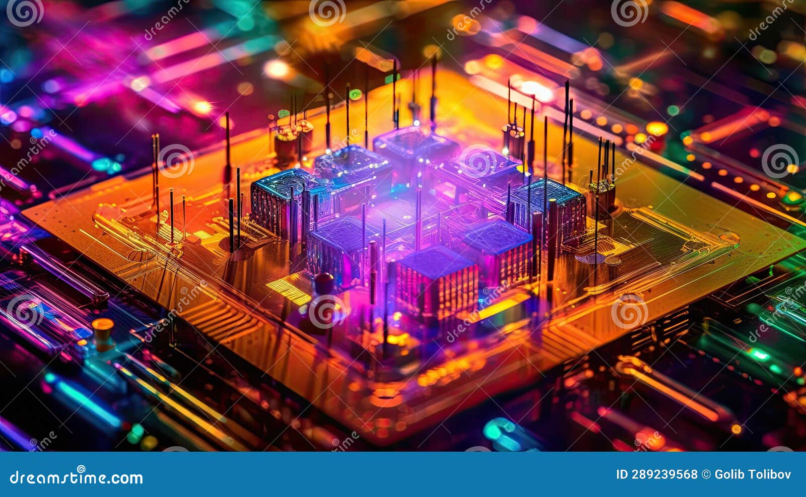 An Illustration of a City on Top of a Computer Stock Photo - Image of ...