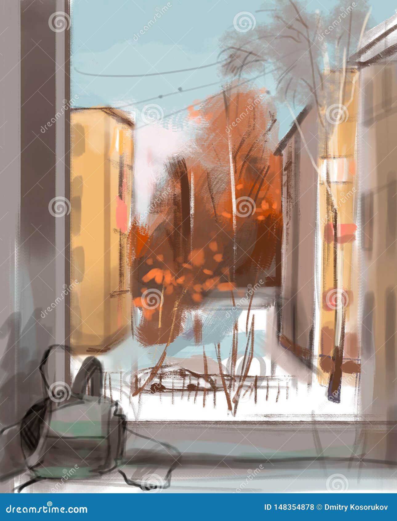 Illustration of City View from the Window Stock Illustration ...