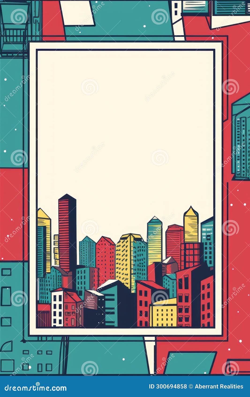 An Illustration of a Cityscape with a Square Frame Stock Illustration ...
