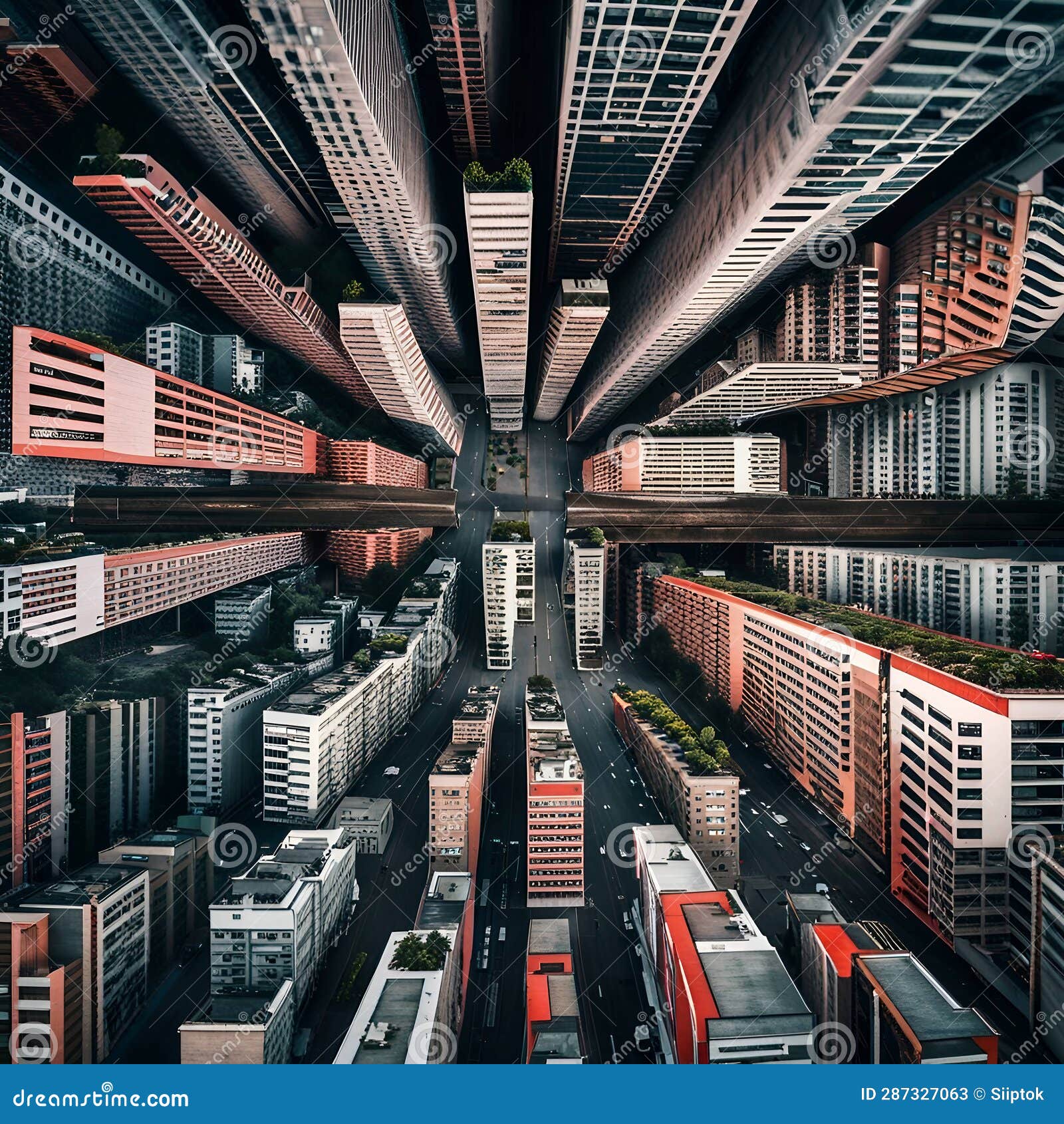 Cityscape With Tall Buildings And Trees In The Foreground, Glass And ...