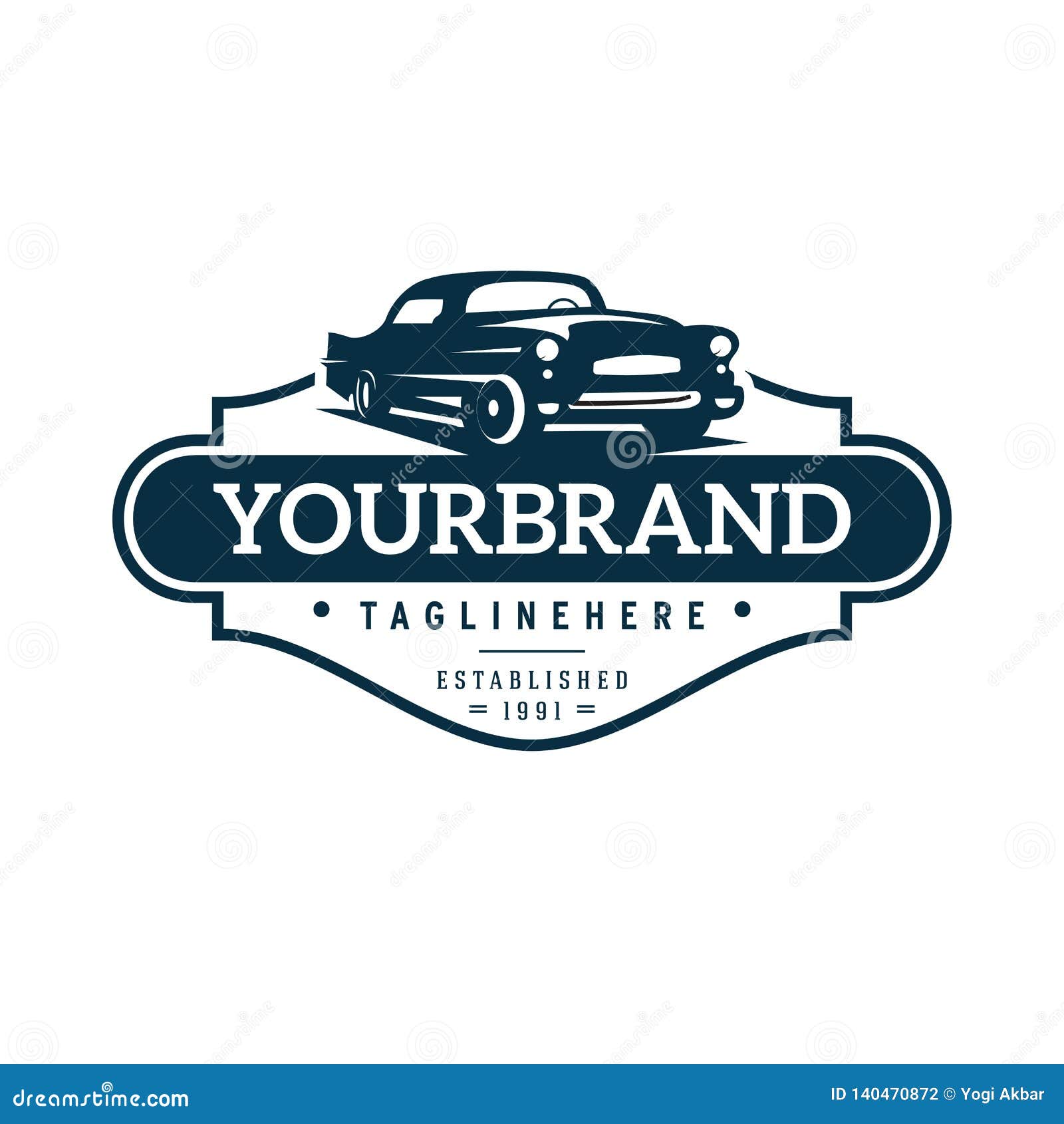 Classic Car Logo Template, Vintage Car Logo, Retro Car Logo Cartoon ...