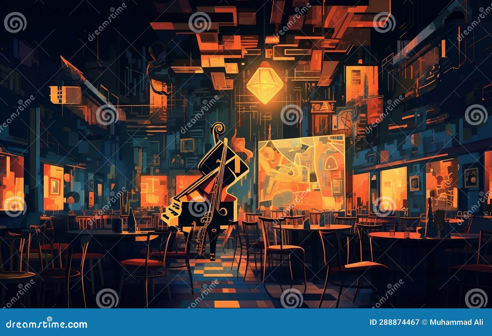 Illustration of a Classic Jazz Club. Generative AI Stock Image - Image ...