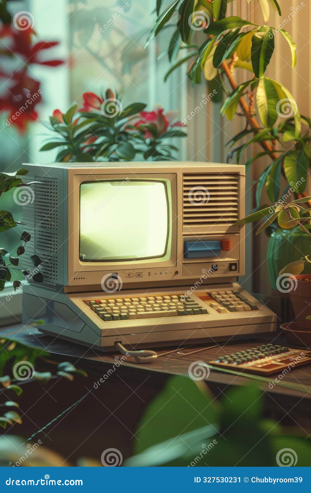 Illustration of a Classic PC Computer from the 1990s Showcasing 3D ...