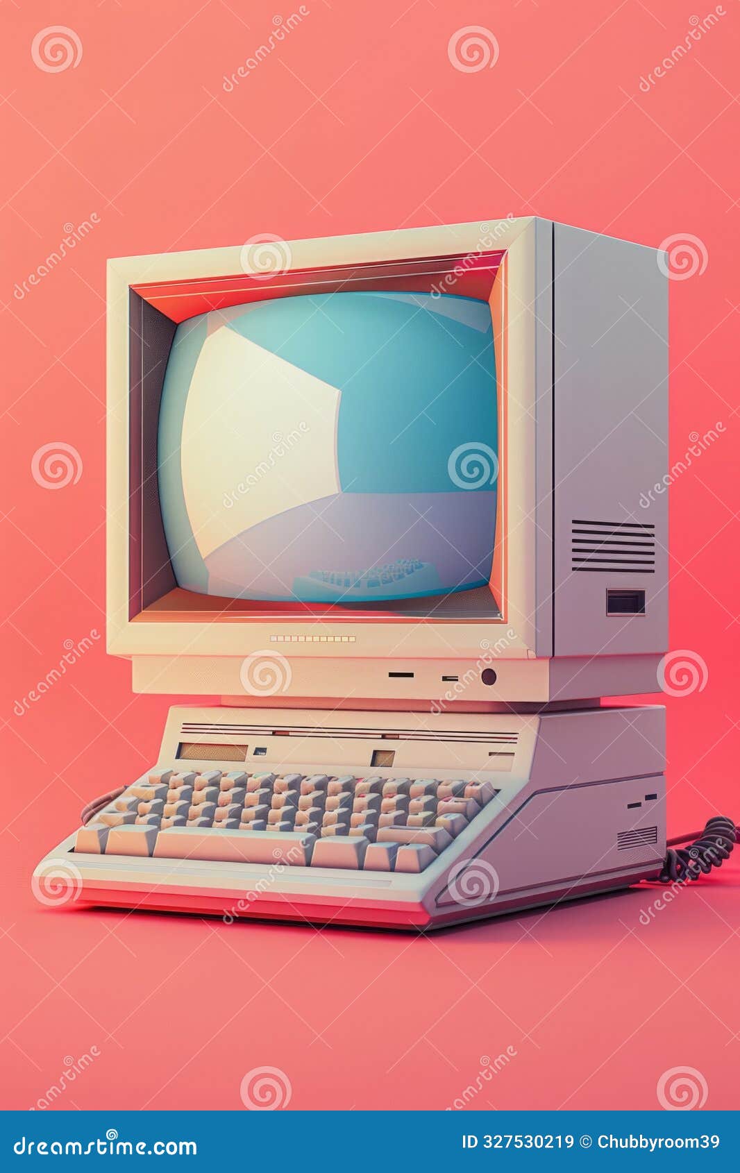 Illustration of a Classic PC Computer from the 1990s, Showcasing the ...