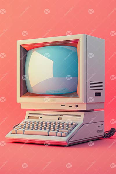 Illustration of a Classic PC Computer from the 1990s, Showcasing the ...
