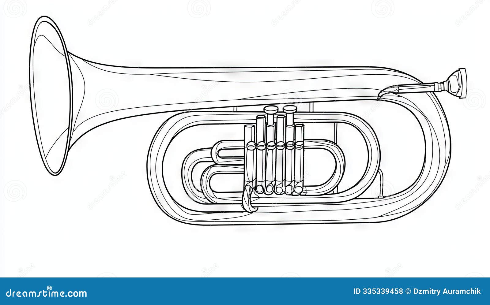 An Illustration of the Classical Baritone Horn in One Continuous Line ...