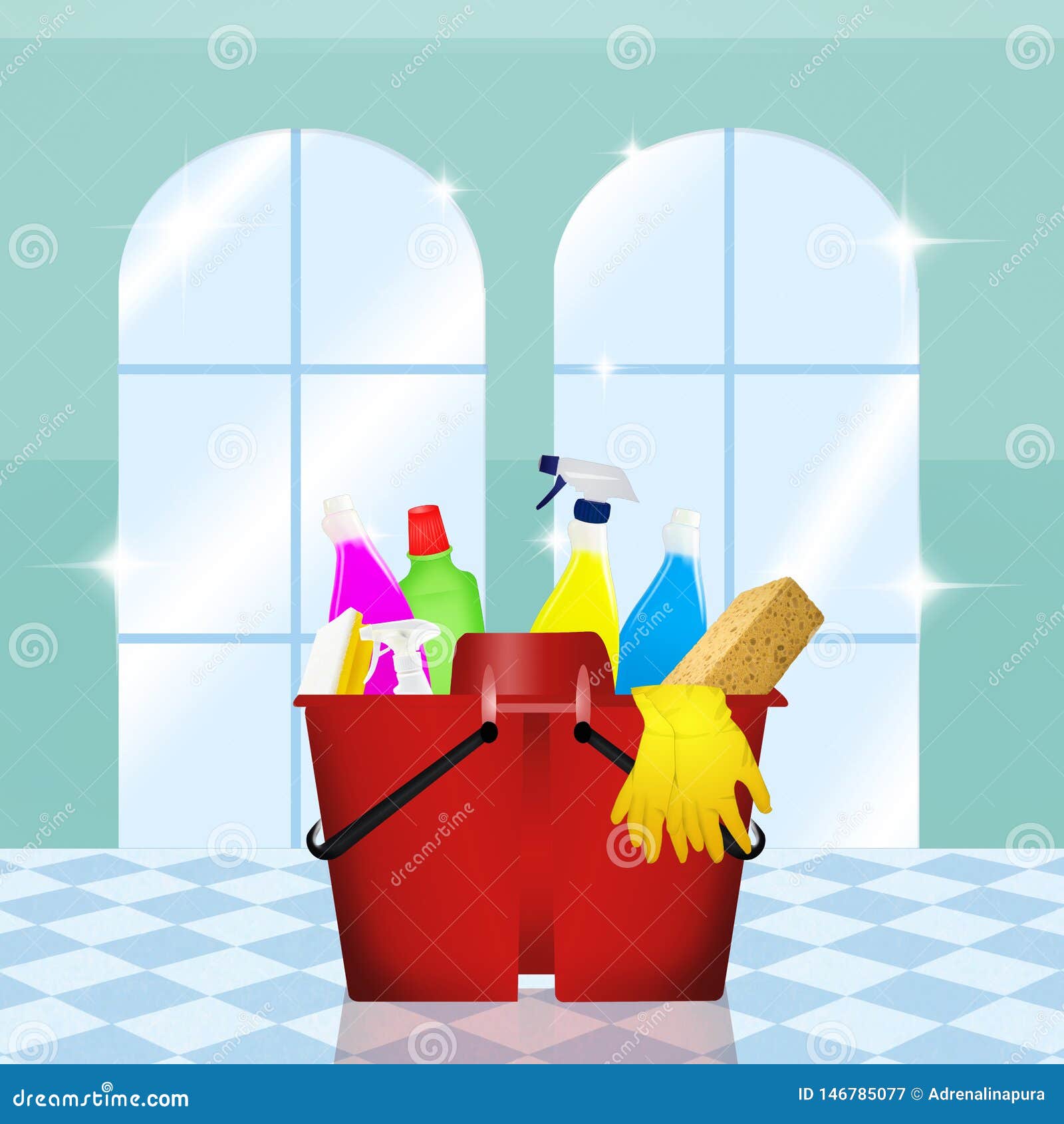 Illustration of Cleaning Products Stock Illustration - Illustration of ...