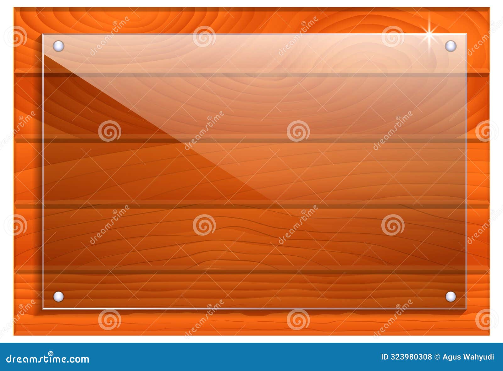 Glass Plaque On Wooden Background Eps Vector Stock Illustration Illustration Of Mounted Pins