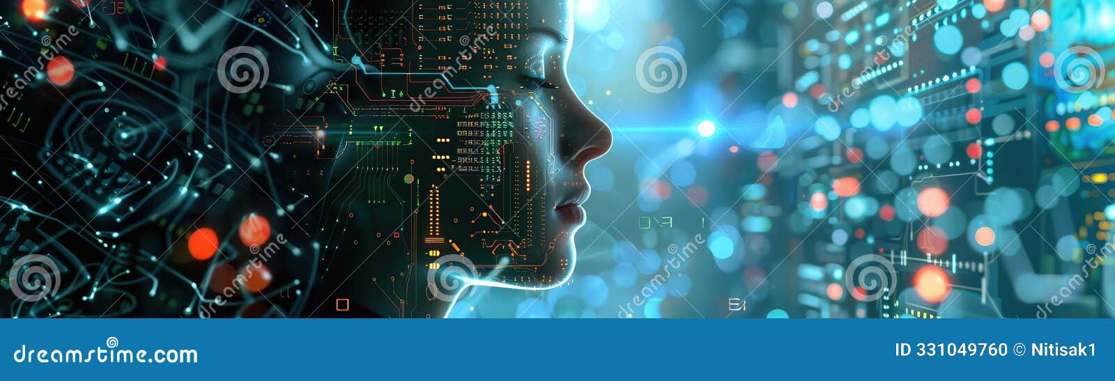 Illustration of a Client Profile with Client Text Overlaid on an Electronic Mainboard with AI ...