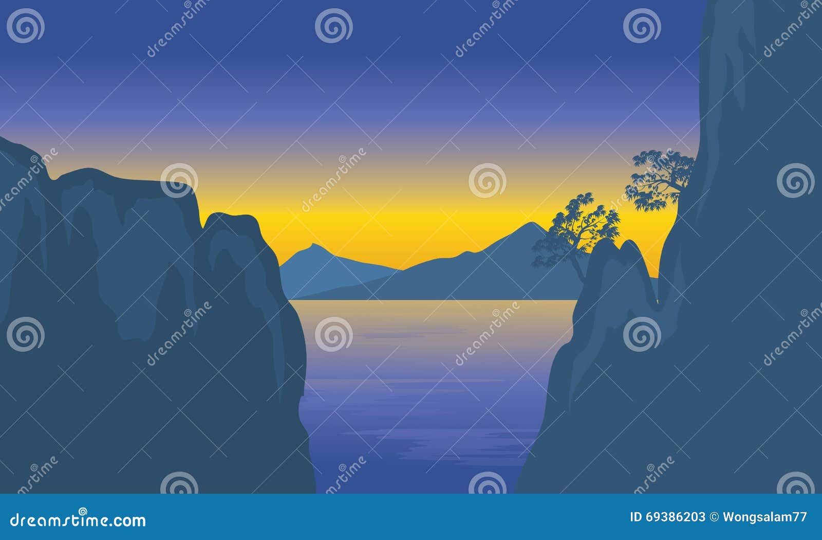 Illustration of Cliff in Sea Stock Vector - Illustration of beach ...