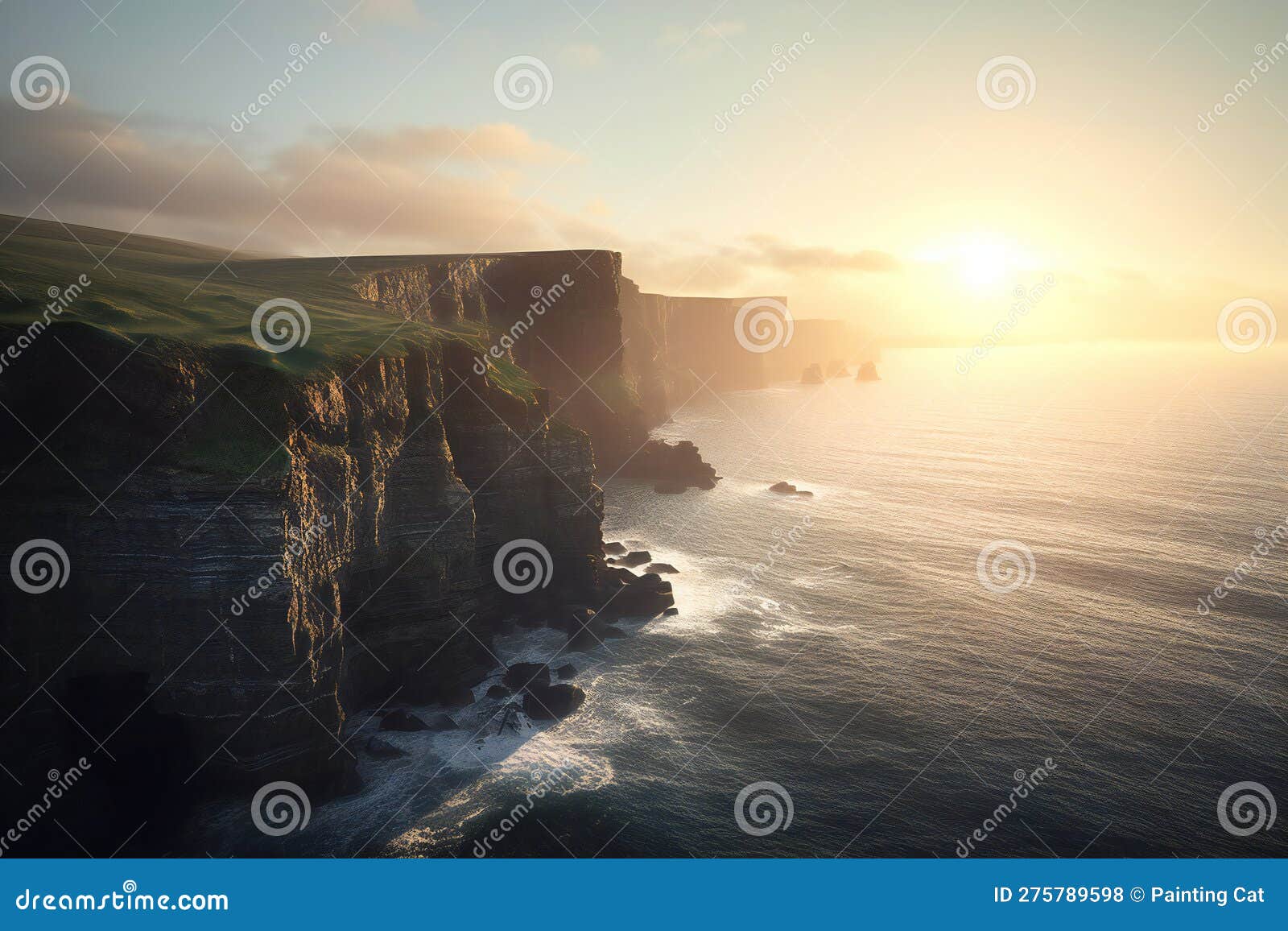 Cliffs of Moher at Sunset, County Clare, Ireland Stock Illustration ...