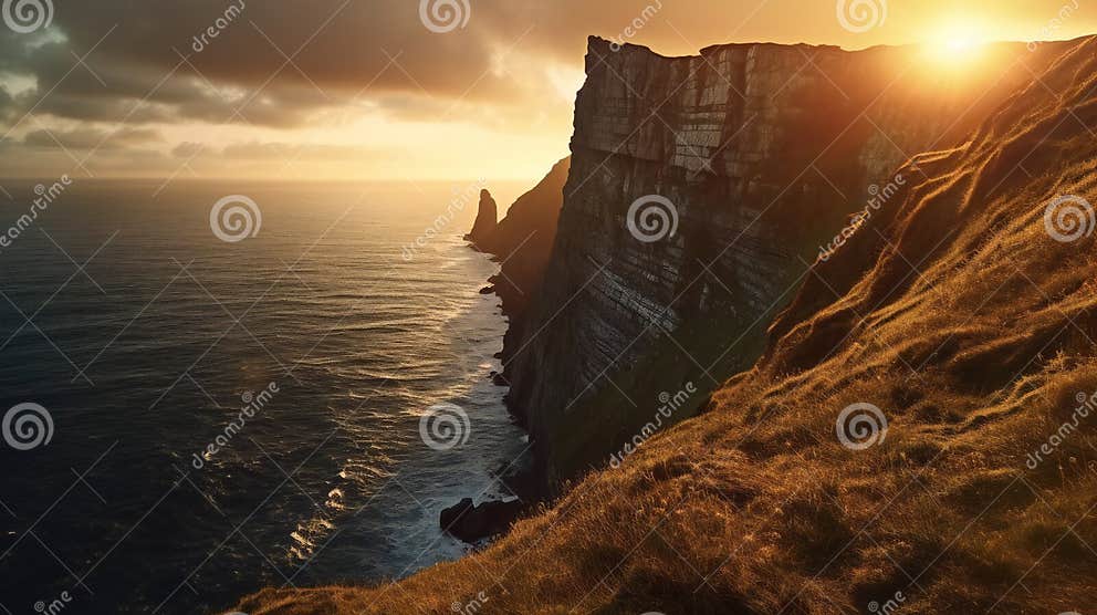 Cliffs Of Moher At Sunset County Clare Ireland Stock Illustration Illustration Of Scenic