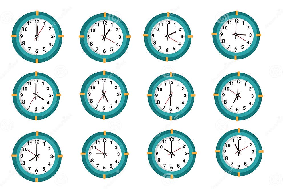 This is a Illustration of Clock with Different Times Stock Illustration ...