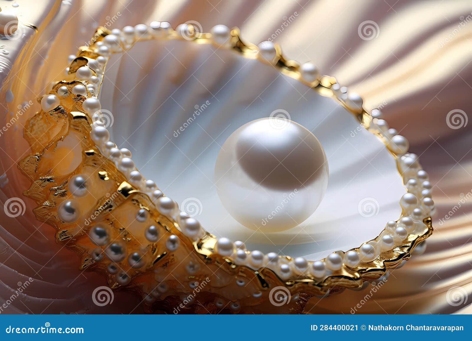 Illustration of the Close Up of a Pearl Inside a Shell Stock ...