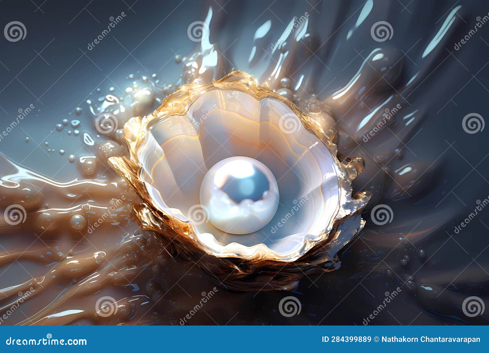 Illustration of the Close Up of a Pearl Inside a Shell Stock ...