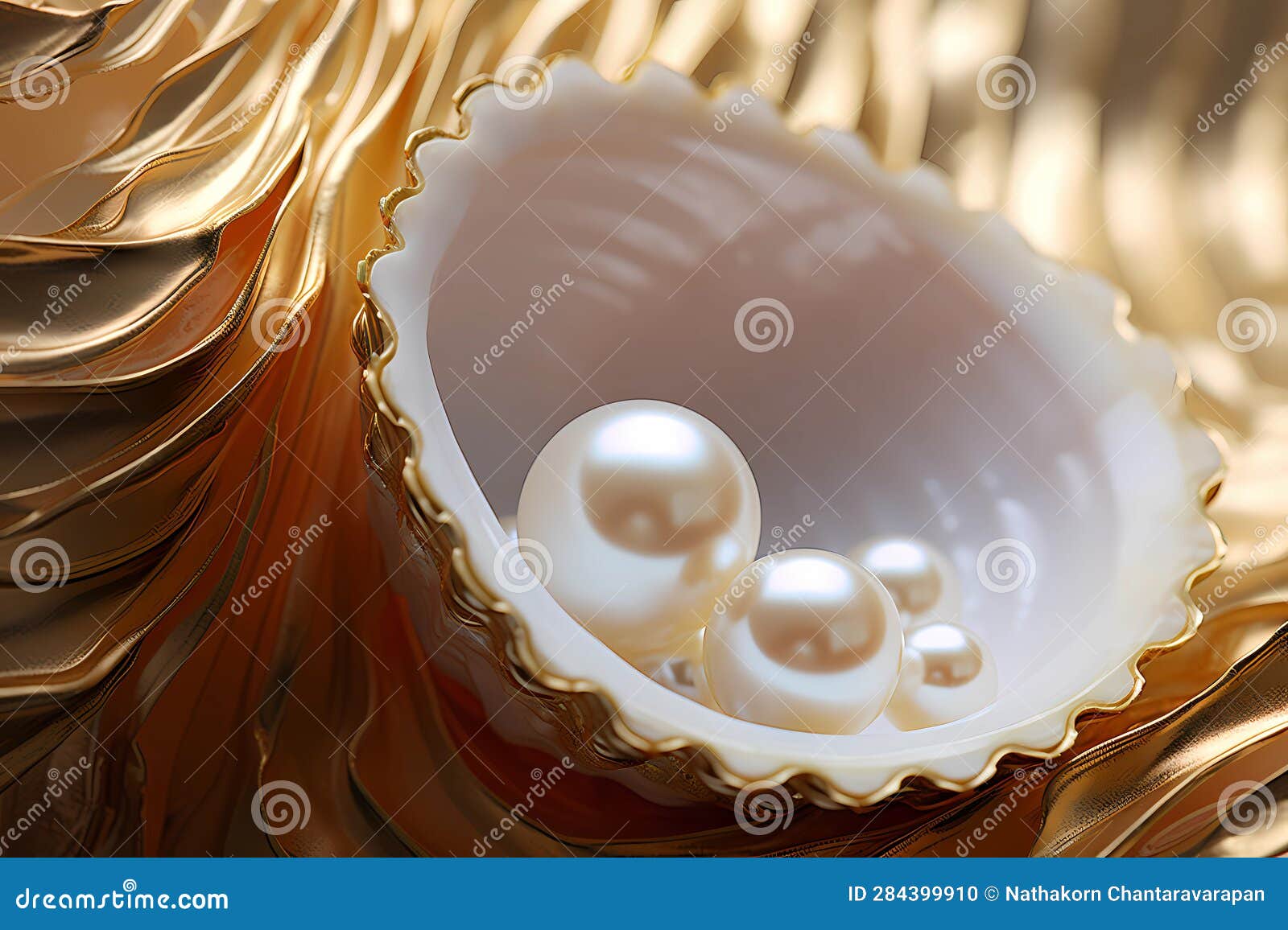 Illustration of the Close Up of a Pearl Inside a Shell Stock ...