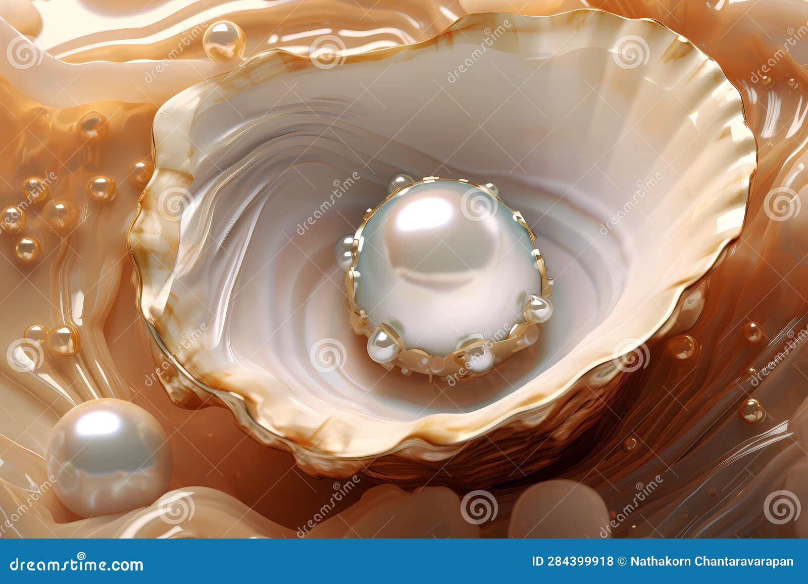 Illustration of the Close Up of a Pearl Inside a Shell Stock ...