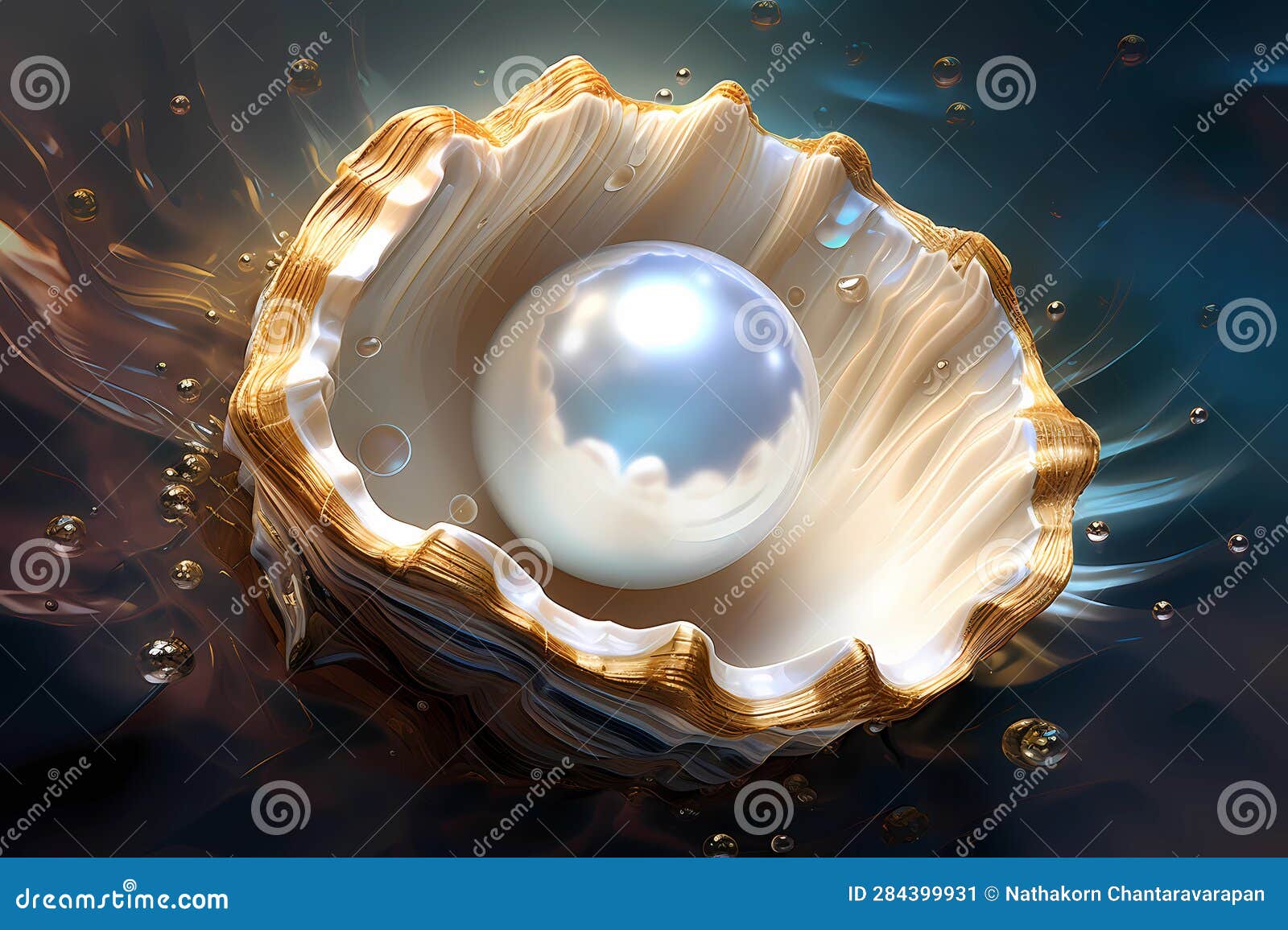 Illustration of the Close Up of a Pearl Inside a Shell Stock ...