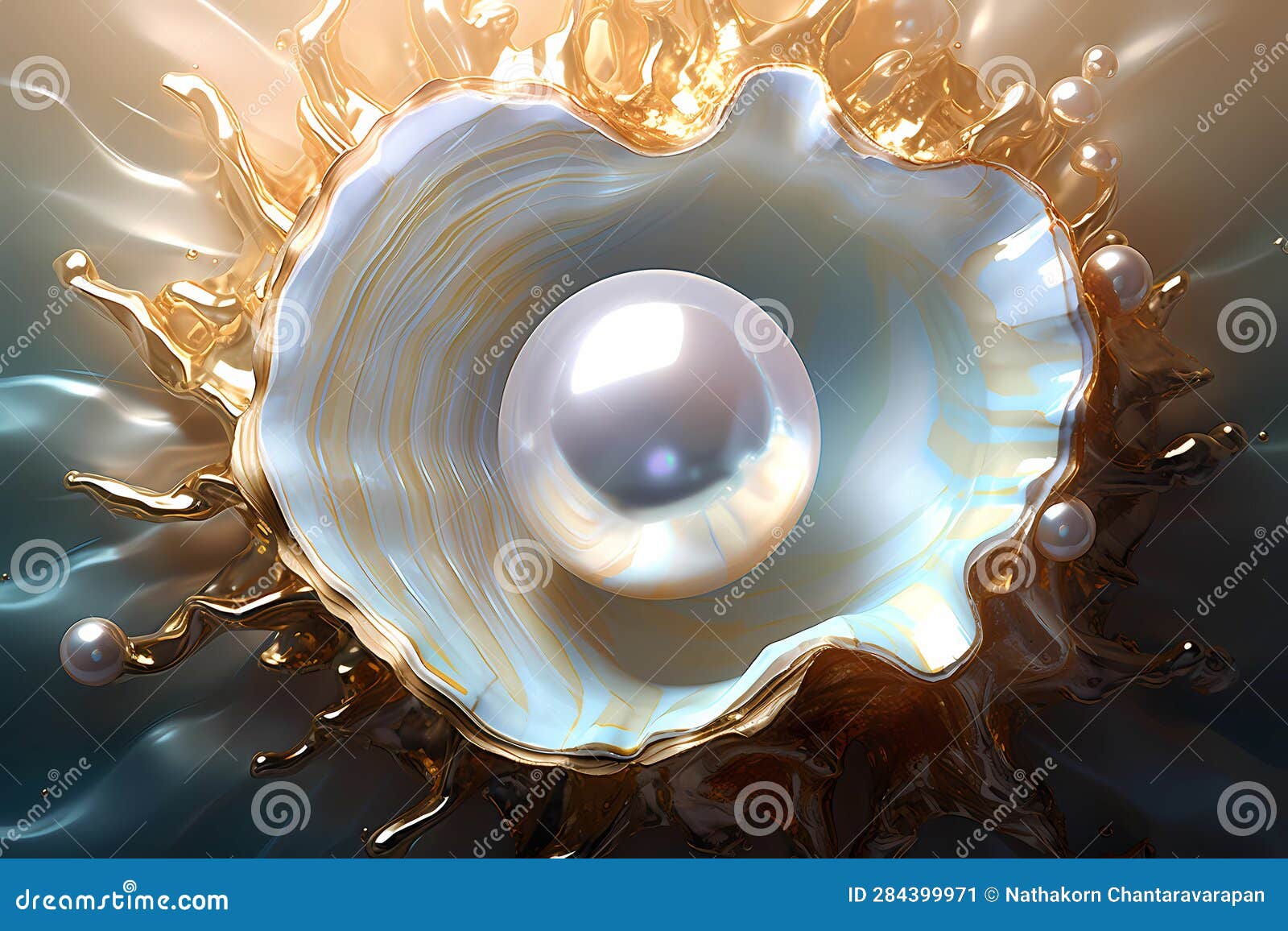 Illustration of the Close Up of a Pearl Inside a Shell Stock ...