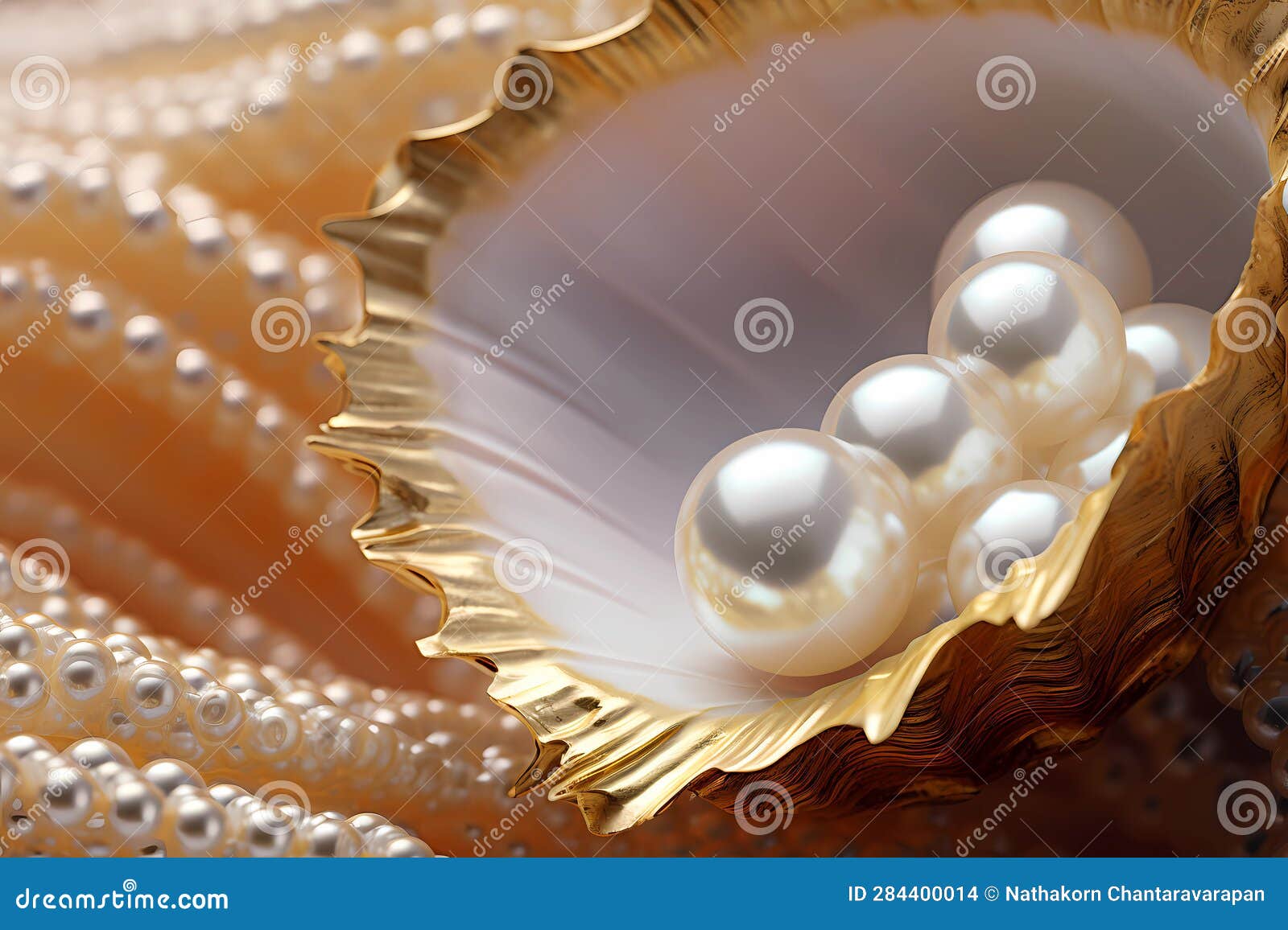 Illustration of the Close Up of a Pearl Inside a Shell Stock ...