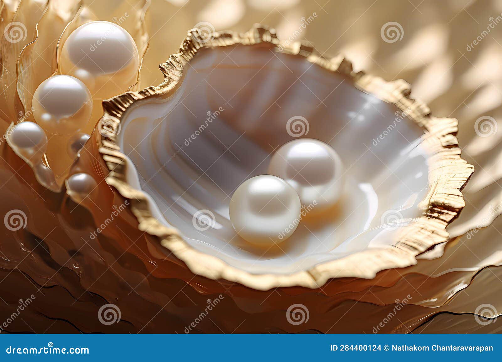 Illustration of the Close Up of a Pearl Inside a Shell Stock ...