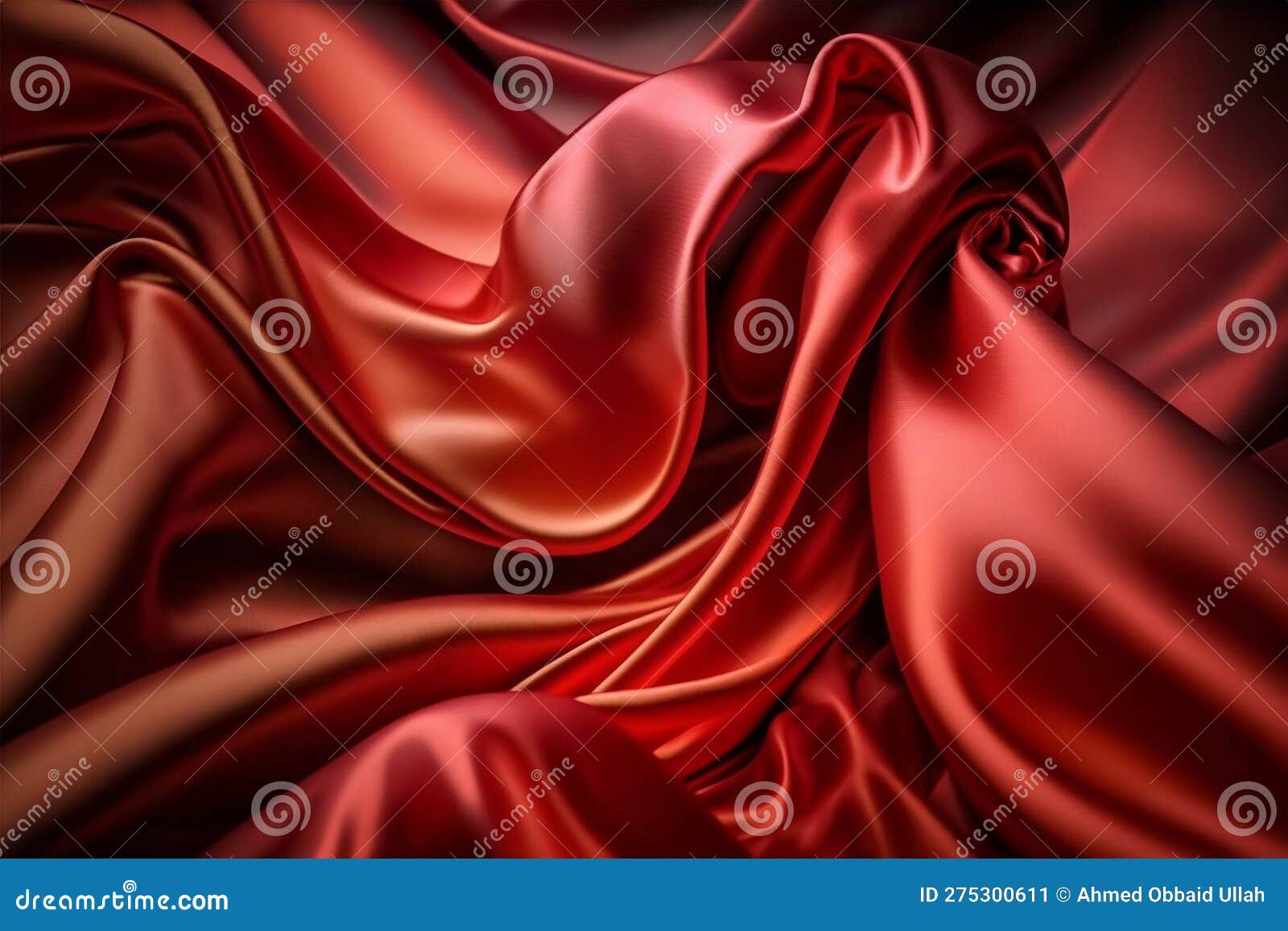 Illustration Of A Close Up View Of A Vibrant Red Silk Fabric Created