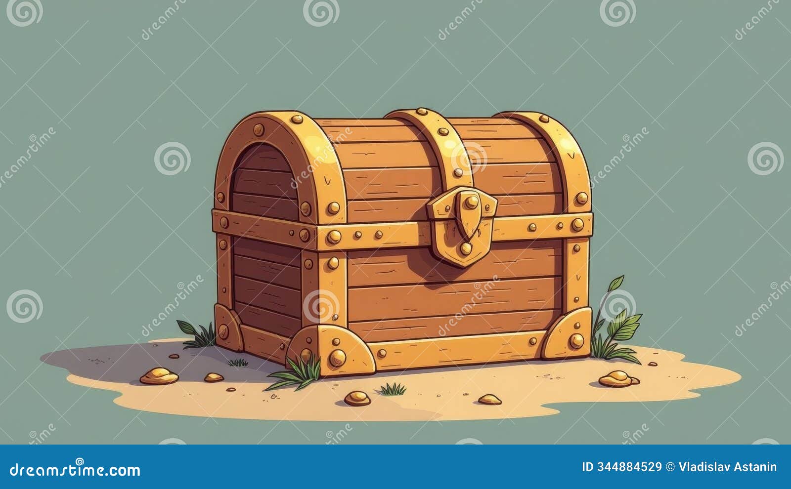 Illustration of a Closed Chest on a Plain Background Stock Image ...