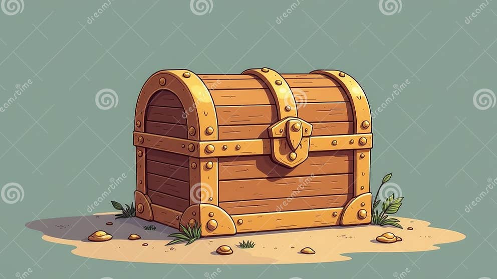 Illustration of a Closed Chest on a Plain Background Stock Image ...
