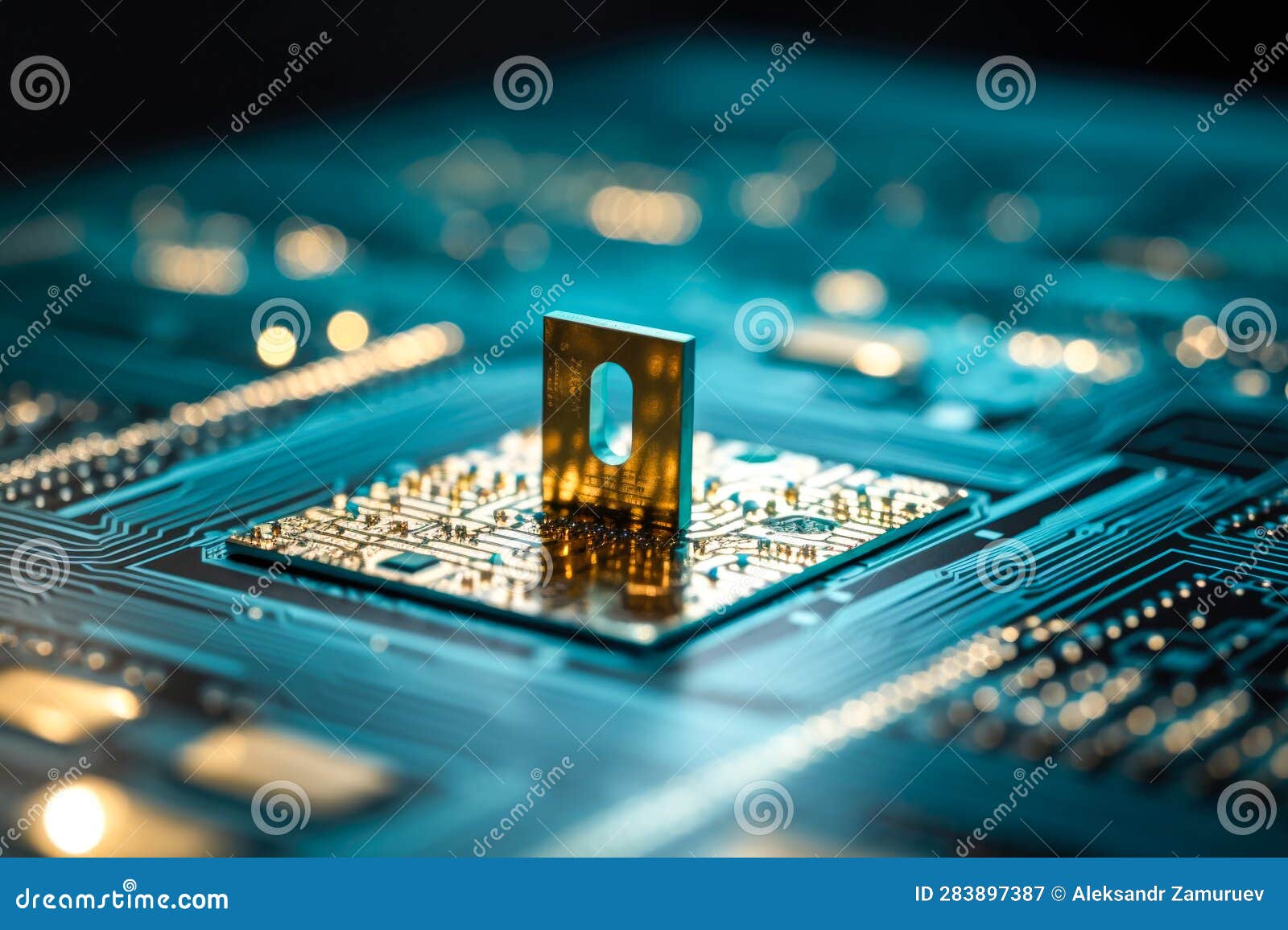 Illustration of Closed Padlock on Computer Motherboard, Cybersecurity ...
