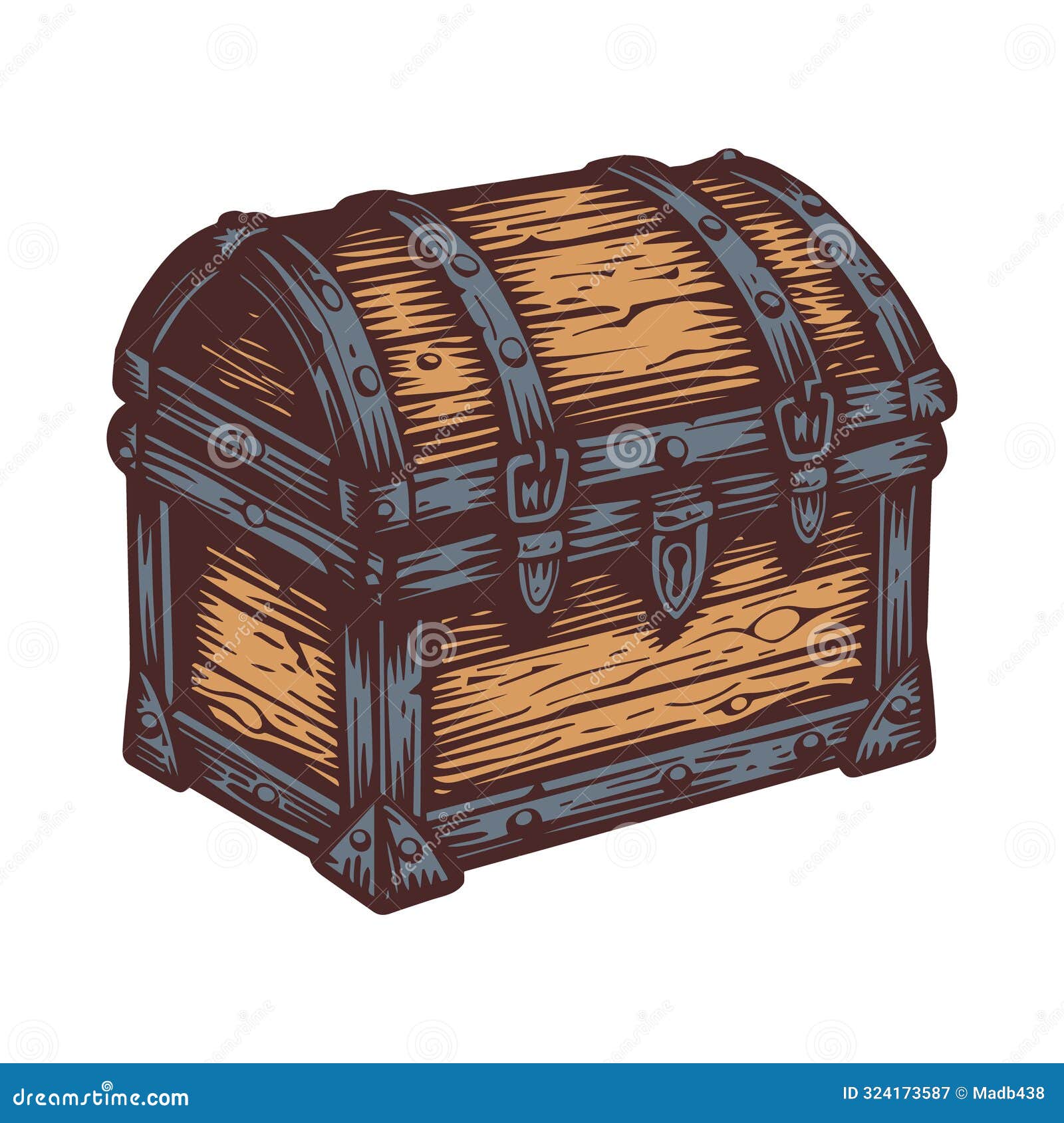 Illustration of a Closed Wooden Chest. Vector. Stock Illustration ...