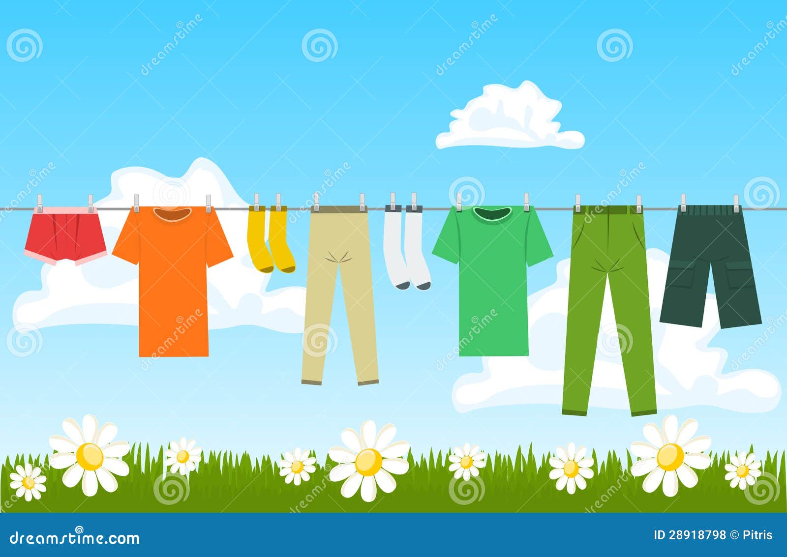 Clothes Drying Outdoors Vector Illustration | CartoonDealer.com #91315062