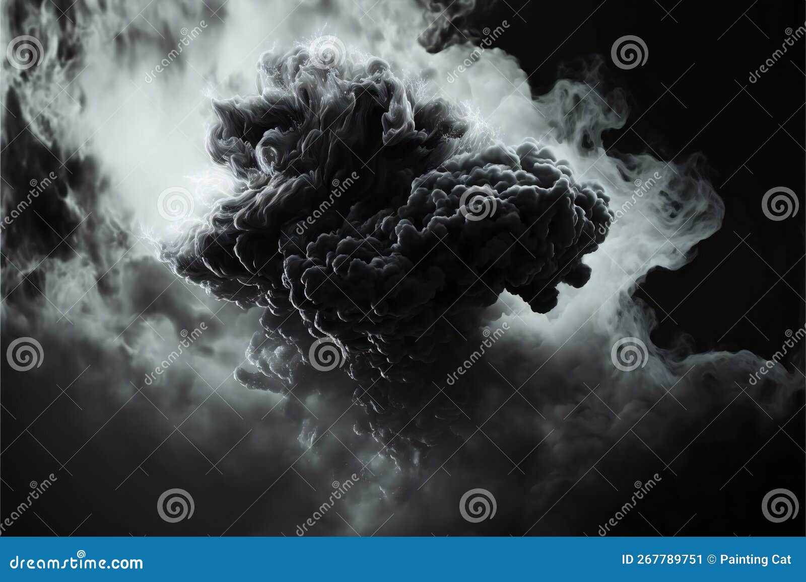 Cloud of Black Smoke Background, Creative Digital Illustration Painting ...