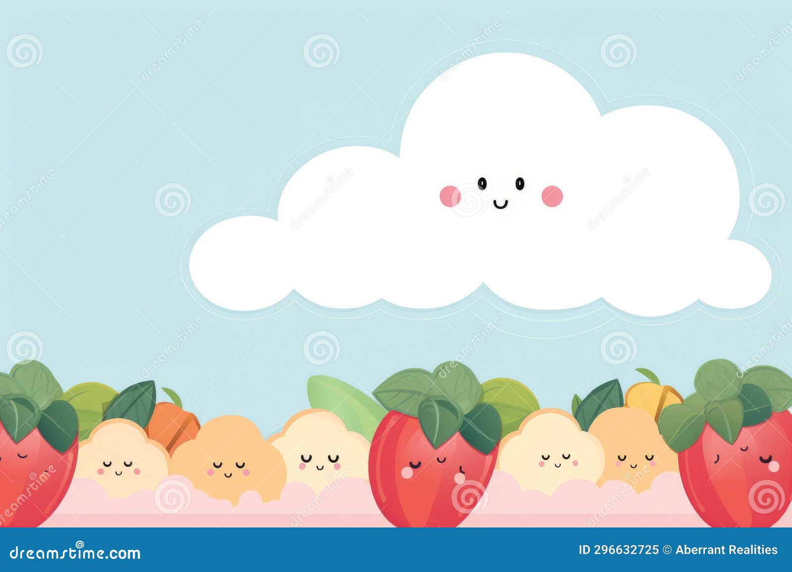 An Illustration of a Cloud with a Bunch of Fruit on it Stock ...