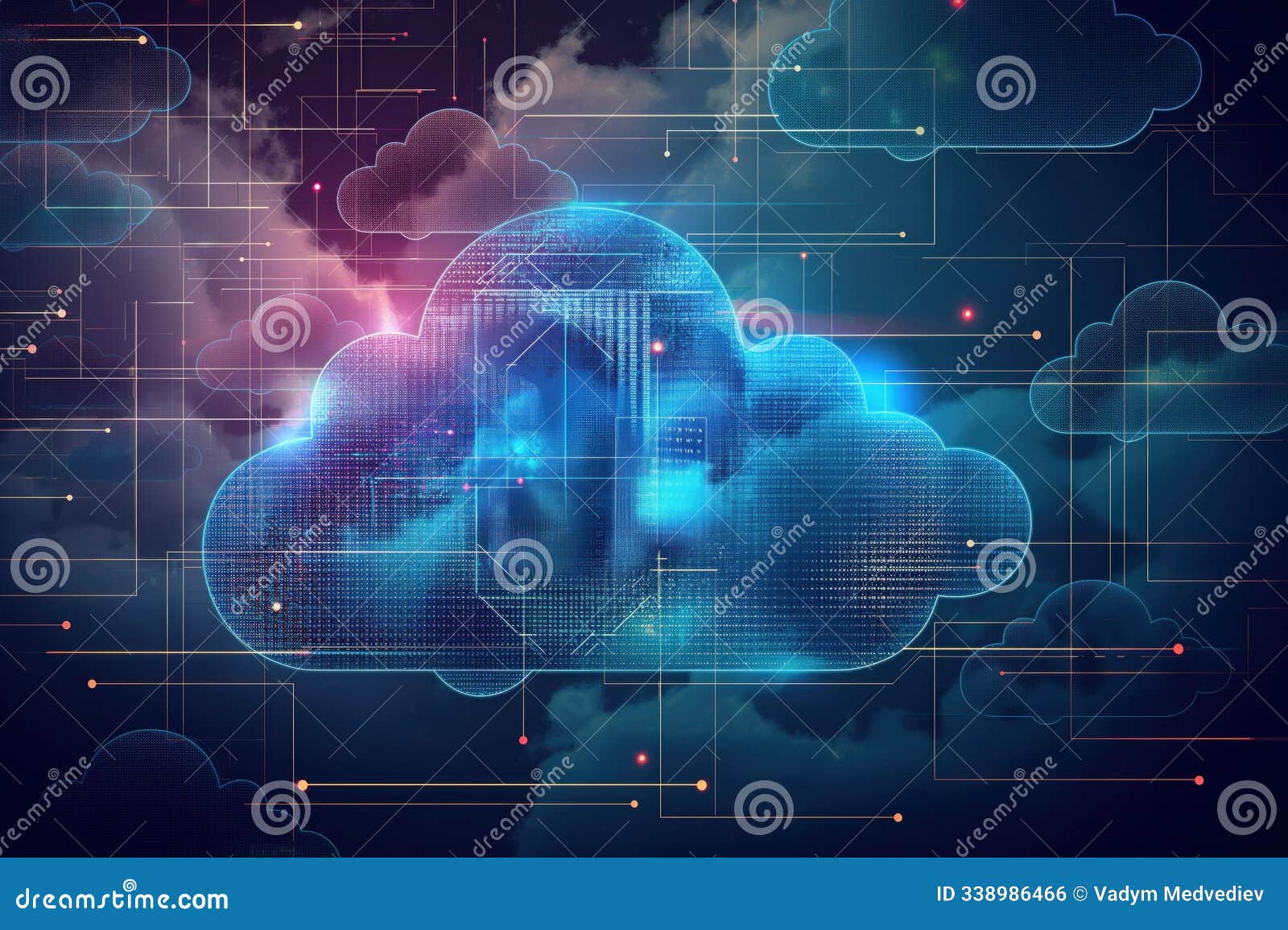 Illustration of Cloud Computing Technology with Abstract Shapes ...