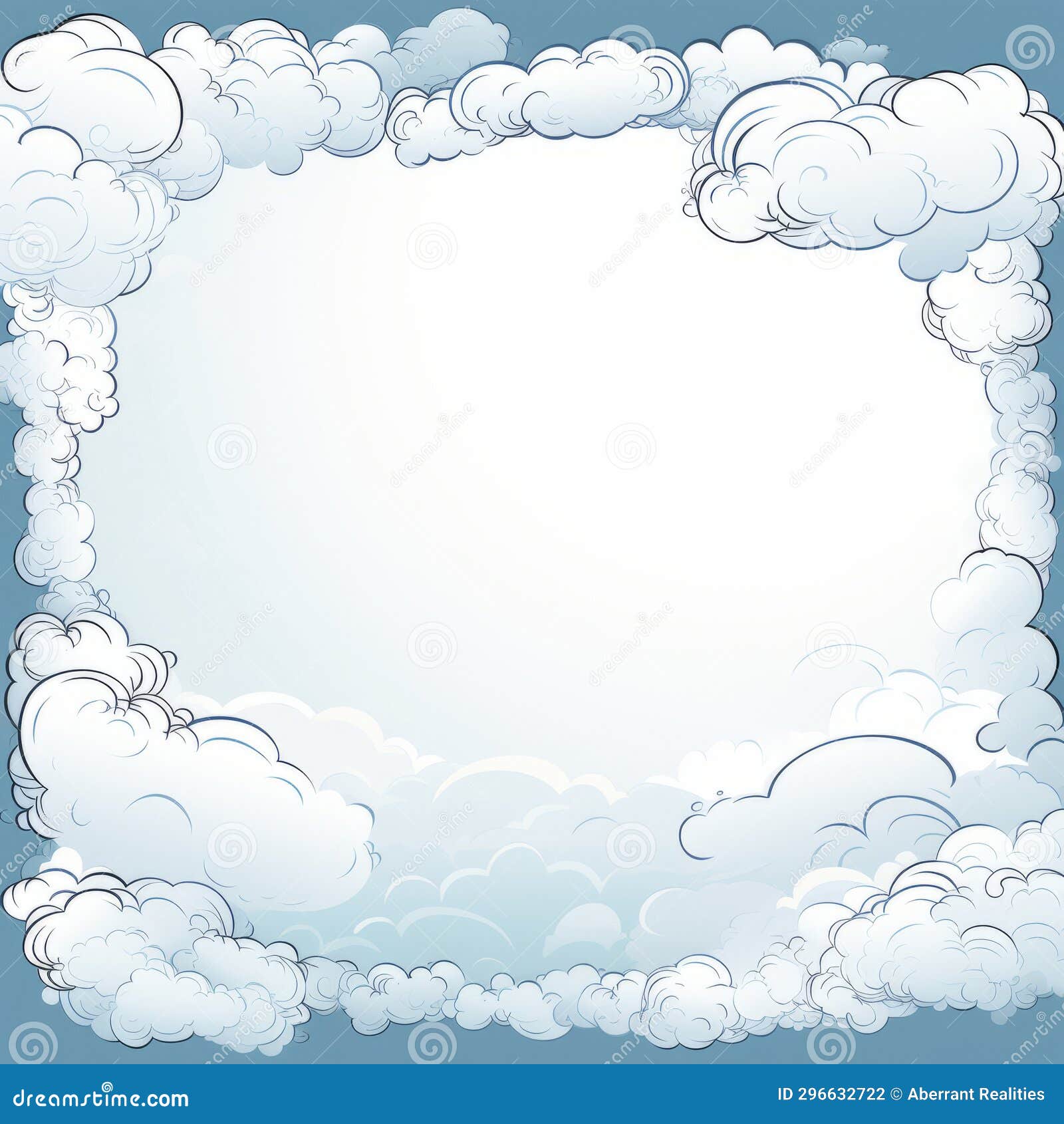 An Illustration of a Cloud Filled Frame on a Blue Background Stock ...