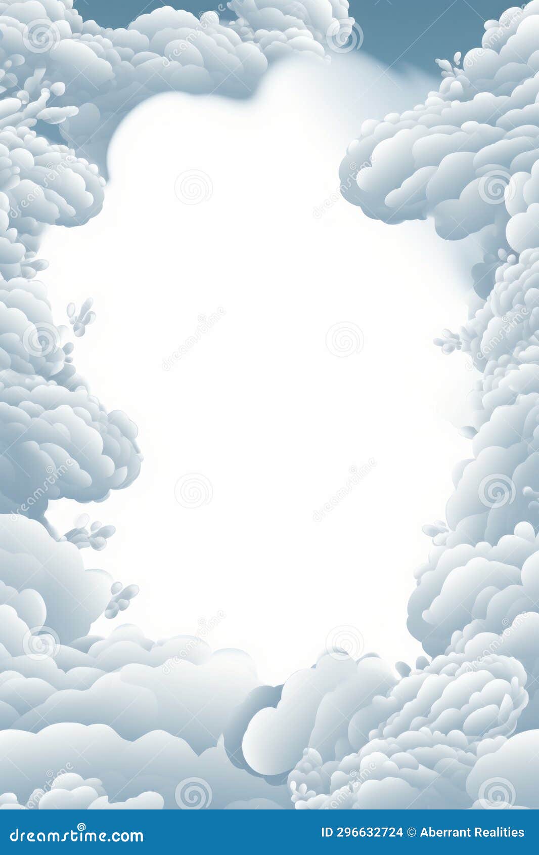 An Illustration of a Cloud Filled Sky with a White Frame Stock ...