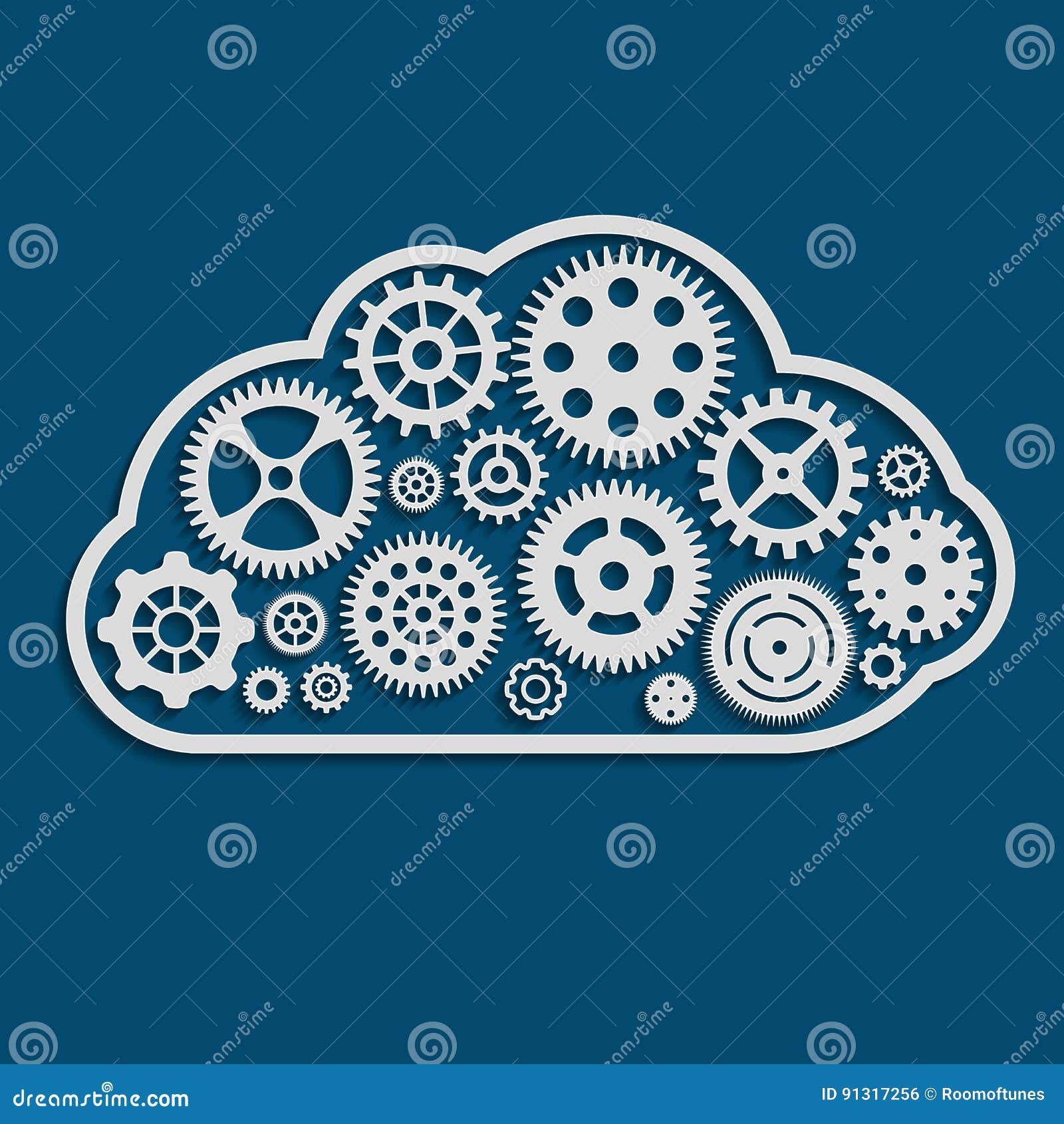 Illustration of Cloud Made of Cogwheels Stock Vector - Illustration of ...