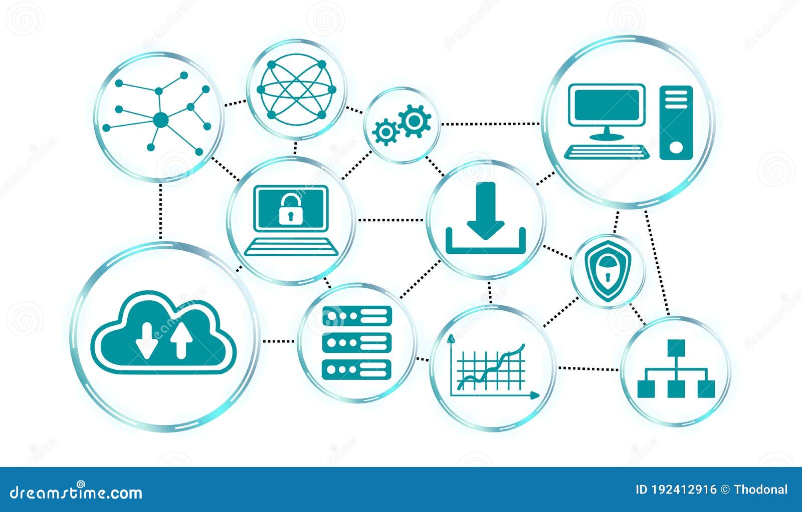 Concept of Cloud Networking Stock Illustration - Illustration of data ...