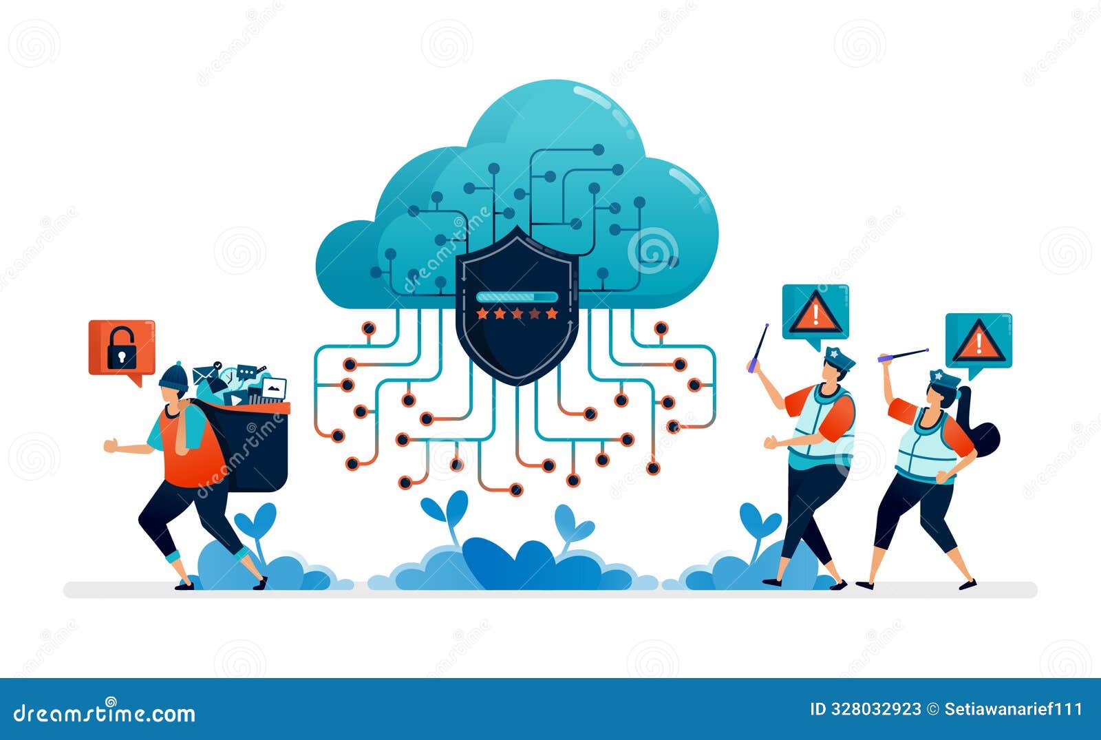 Guard Systems Emblem Design With Fort Graphic Cartoon Vector ...