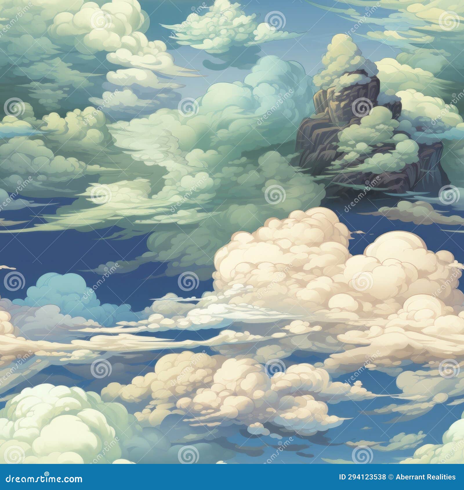 An Illustration of Clouds in the Sky Stock Illustration - Illustration ...