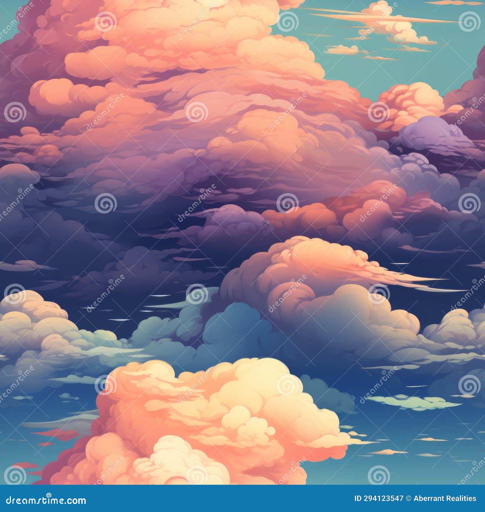 An Illustration of Clouds in the Sky Stock Illustration - Illustration ...