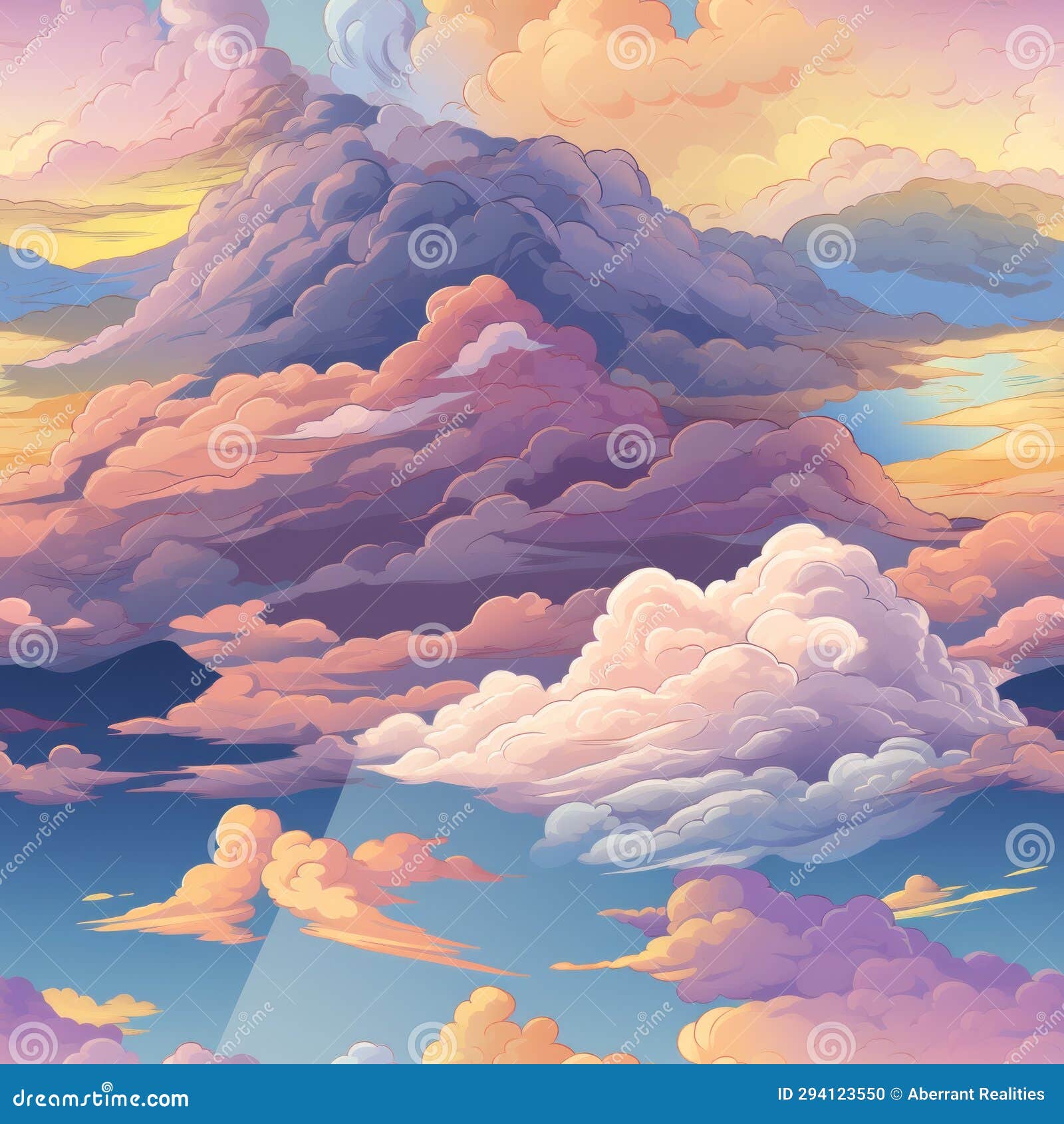 An Illustration of Clouds in the Sky Stock Illustration - Illustration ...