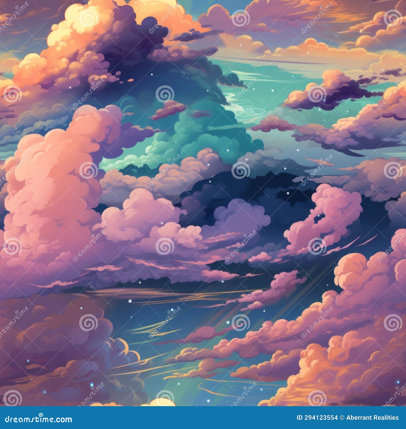 An Illustration of Clouds in the Sky Stock Illustration - Illustration ...