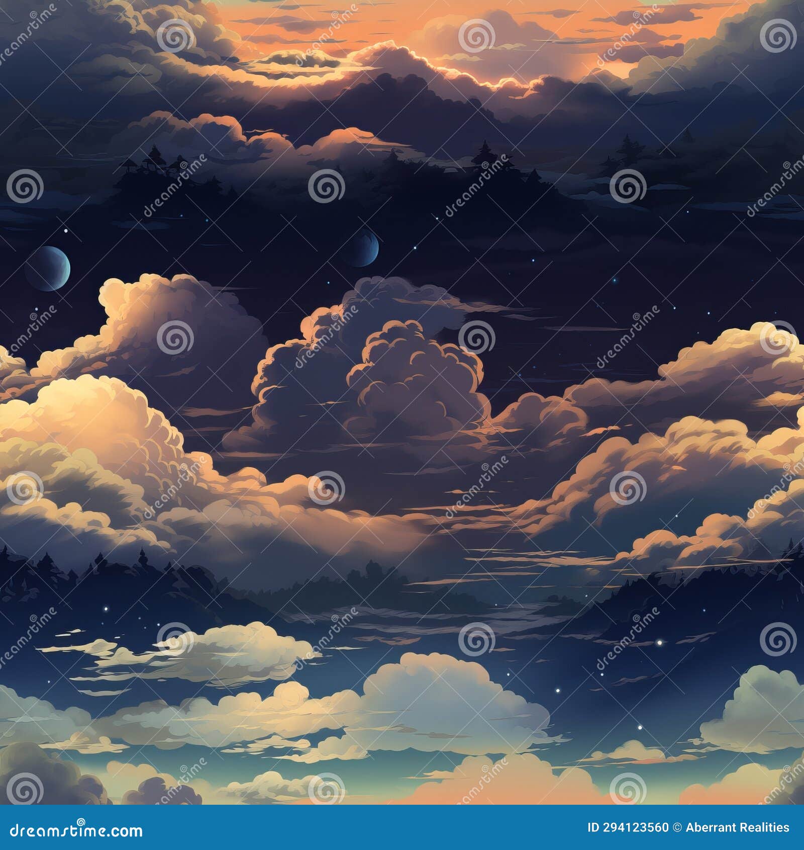 An Illustration of Clouds in the Sky Stock Illustration - Illustration ...