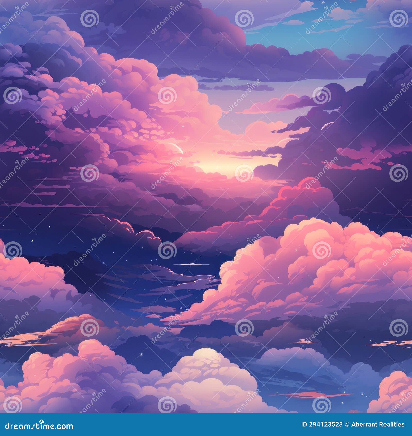 An Illustration of Clouds in the Sky at Sunset Stock Illustration ...