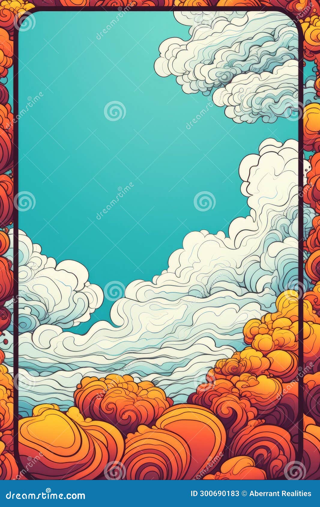 An Illustration of Clouds and Clouds in a Square Frame Stock ...