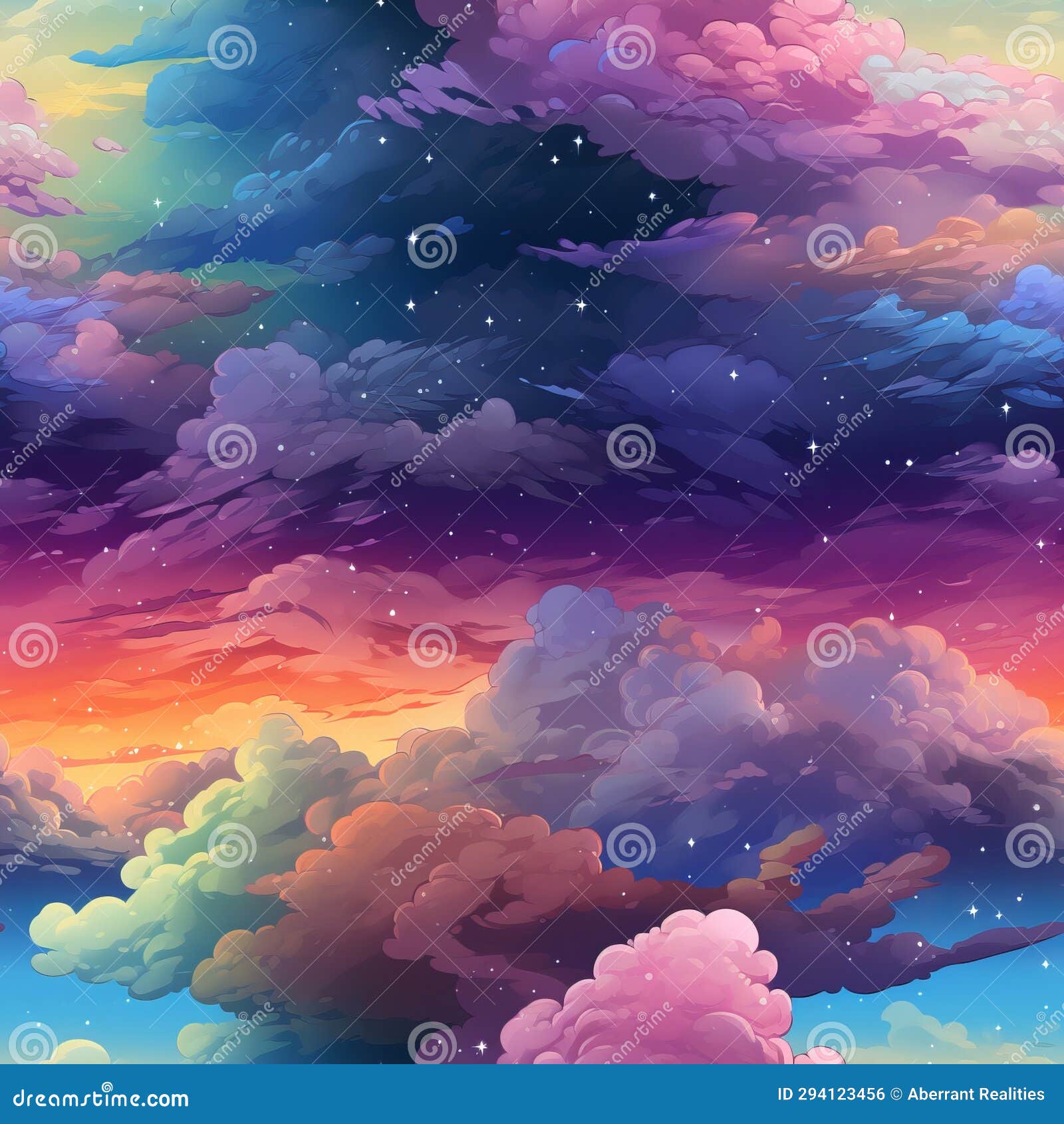 An Illustration of Clouds and Stars in the Sky Stock Illustration ...