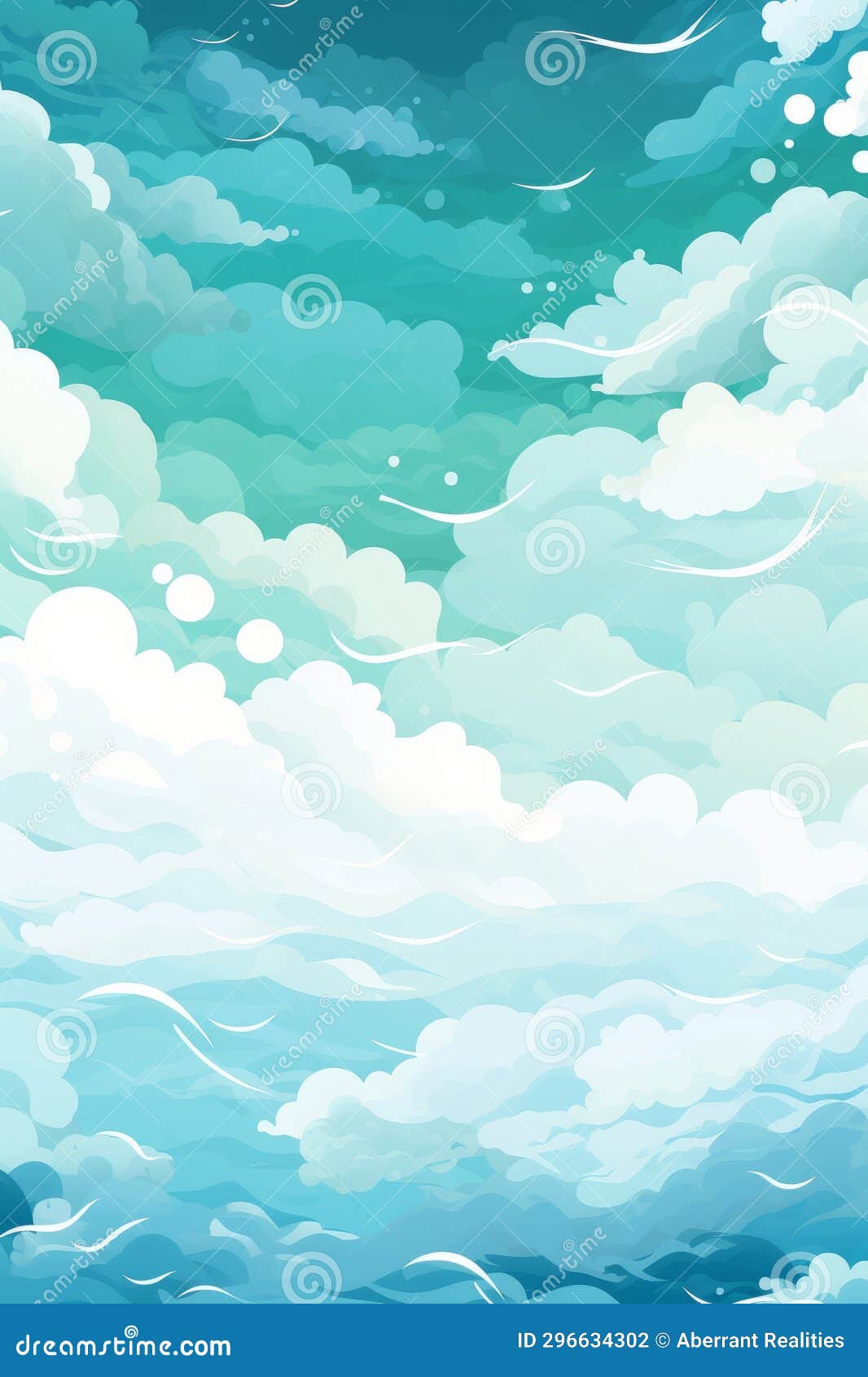 An Illustration of Clouds and Water in the Ocean Stock Illustration ...