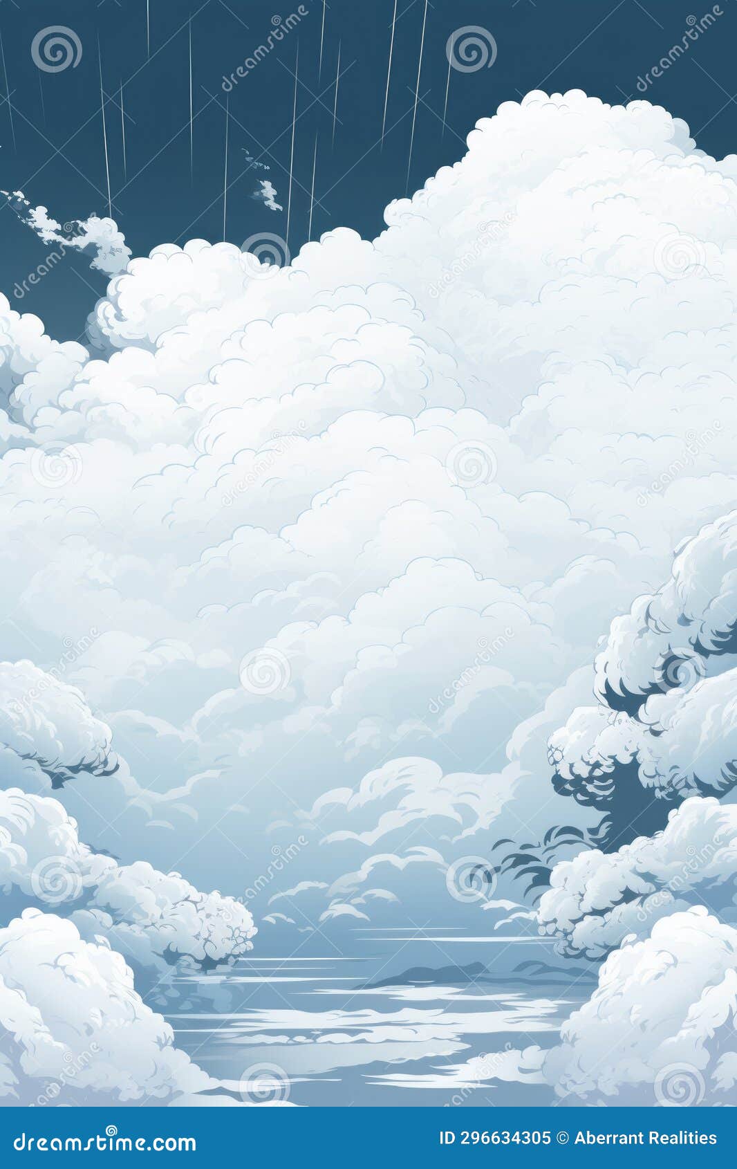 An Illustration of Clouds and Water in the Sky Stock Illustration ...